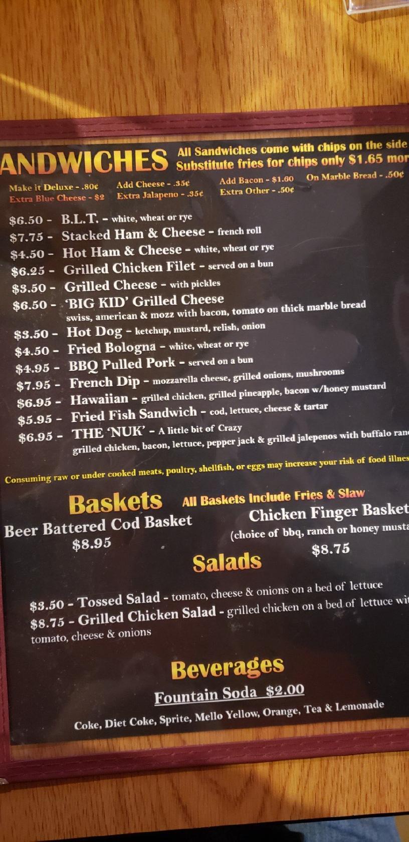 Menu at Chatterbox pub & bar, Benton Harbor
