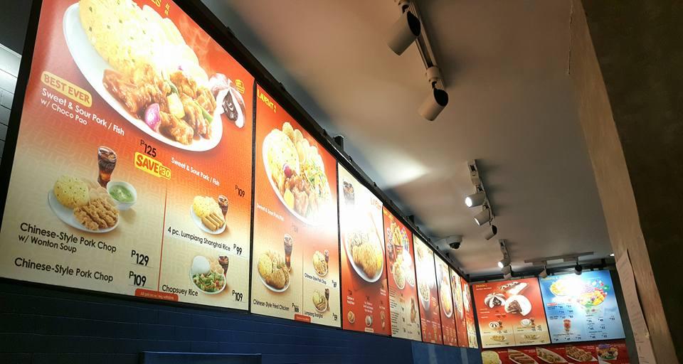 Menu at Chowking -Lacson restaurant, Bacolod
