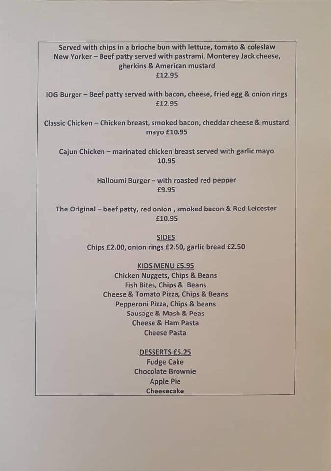 Menu at Inn On The Green pub & bar, Newark-on-Trent