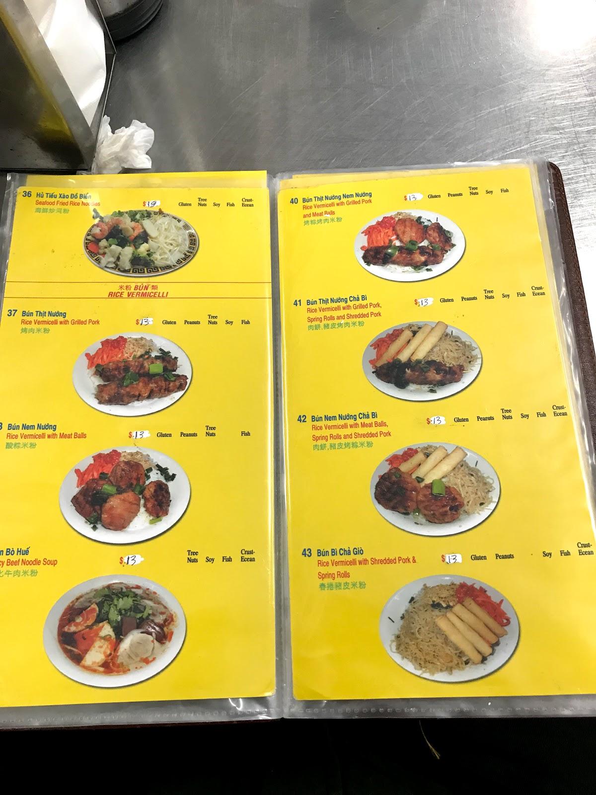Menu at Tan Thanh Loi restaurant, Footscray