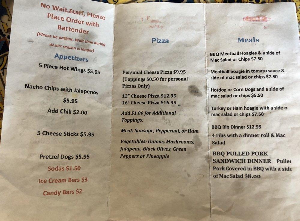 Menu at The Great Escape Food & Spirits pub & bar, Ocotillo