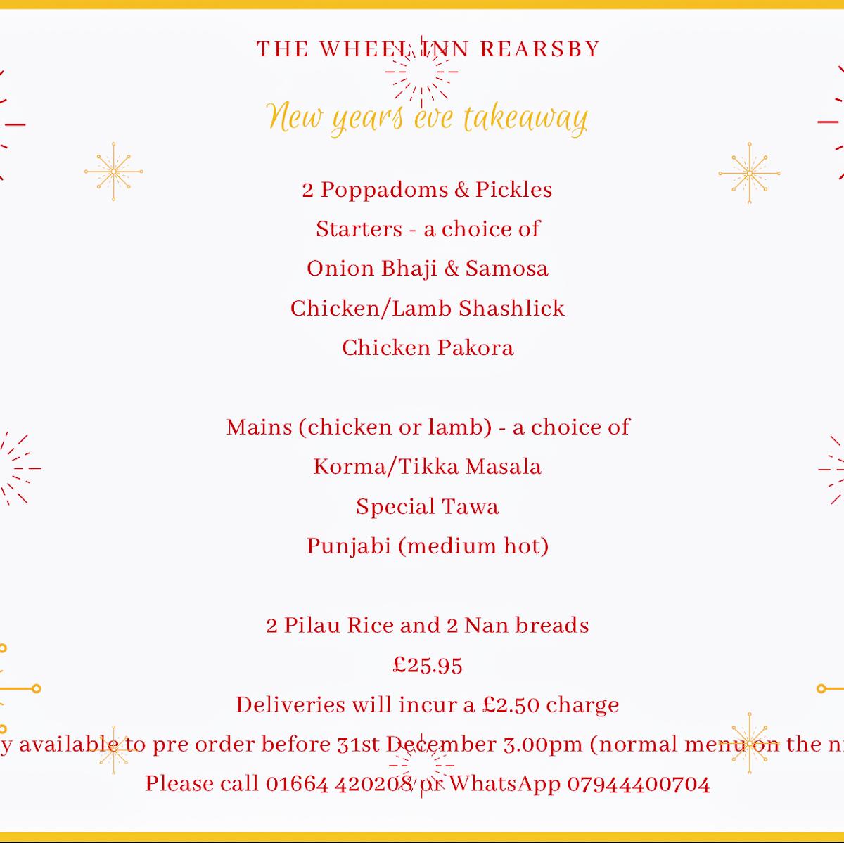Menu at The Wheel Inn pub & bar, Rearsby, Melton Rd