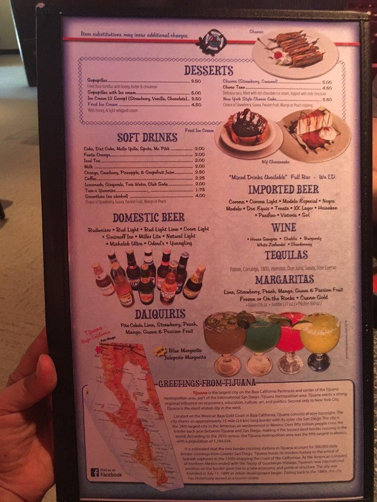 Menu at Tijuana's Grill Mexican Restaurant, Johnsonville