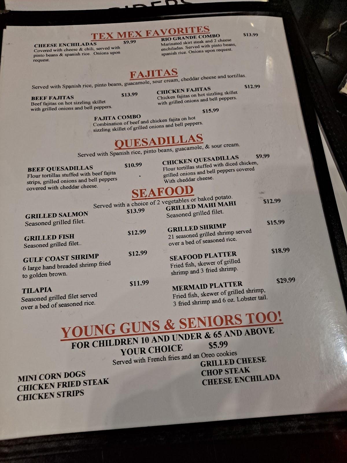 Menu at Trail Riders Steak House steakhouse, Floresville