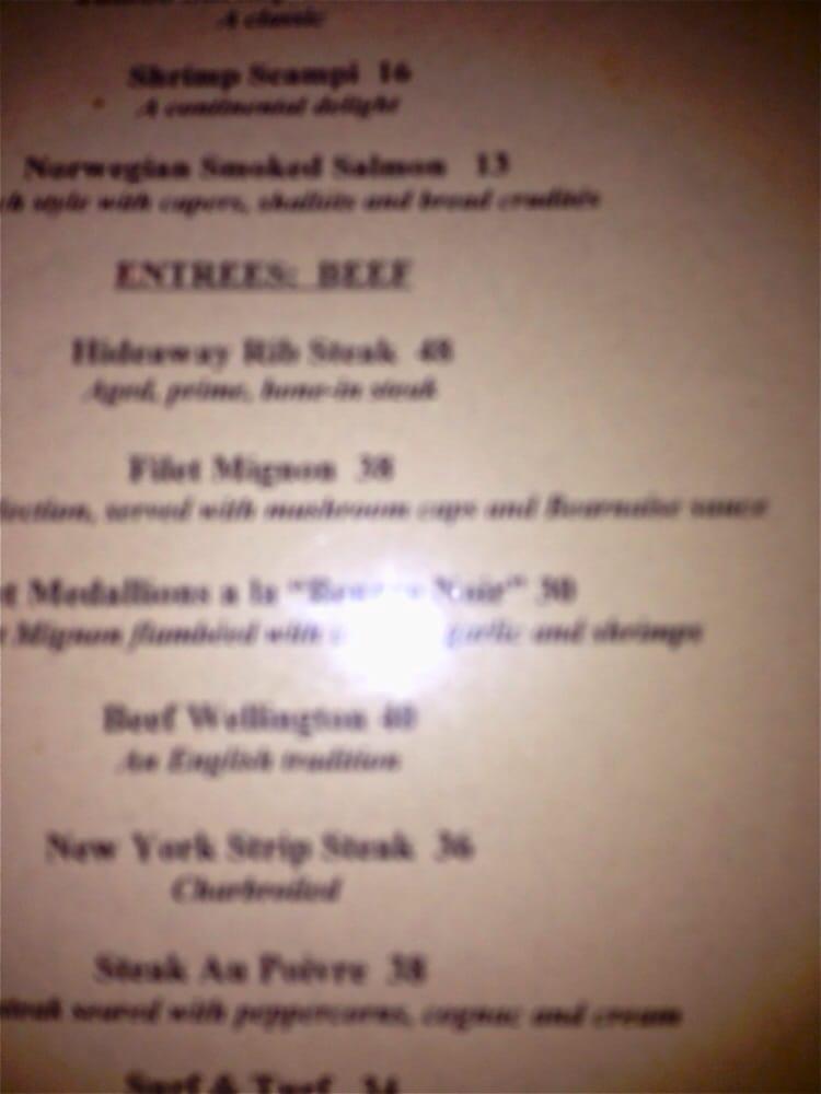 Menu at Hideaway Café cafe, Marathon