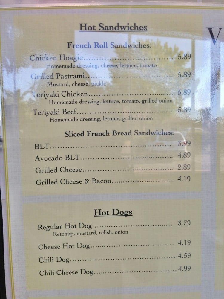 Menu at Village Drive-In fast food, Sacramento