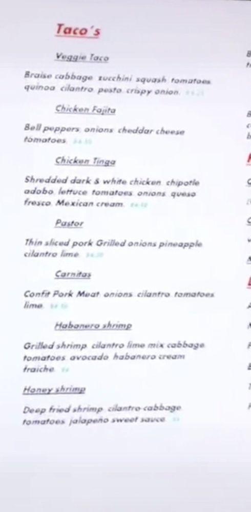 Menu at Elotés restaurant, Wolfforth
