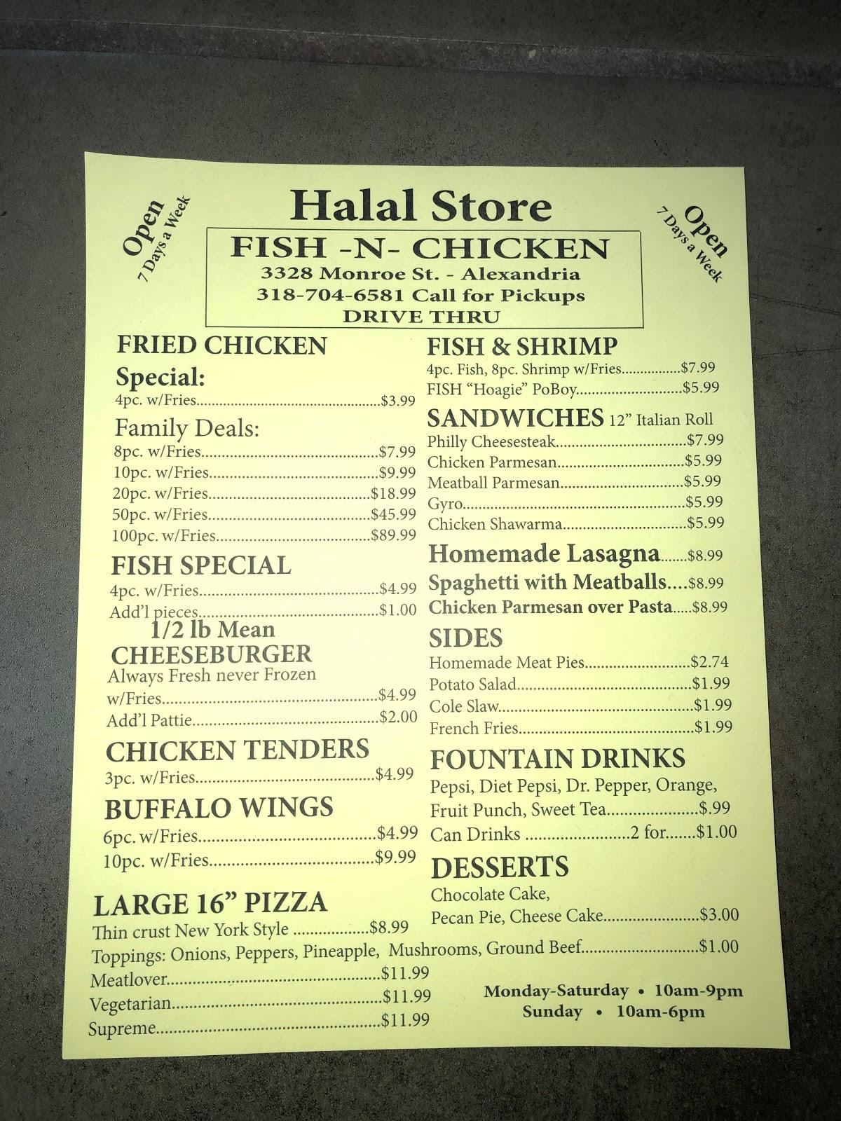 Menu at Fish N Chicken pizzeria, Alexandria