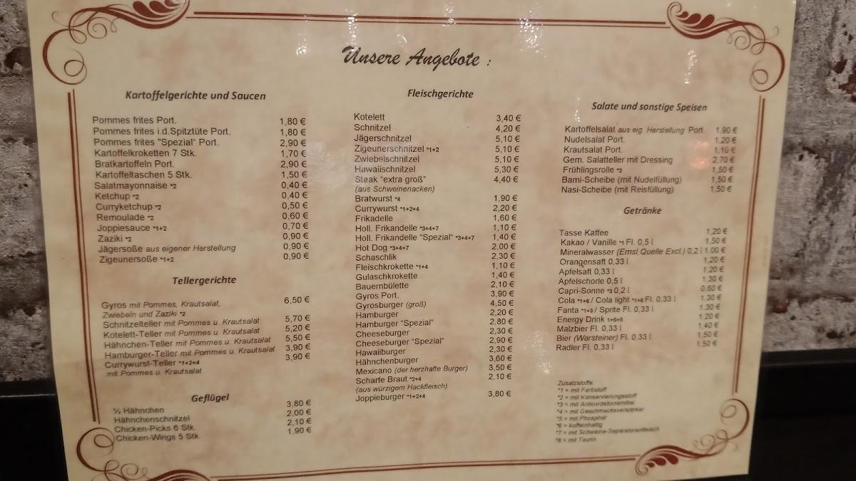 Speisekarte von Grillecke fast Food, Weener, Westerstraße 41