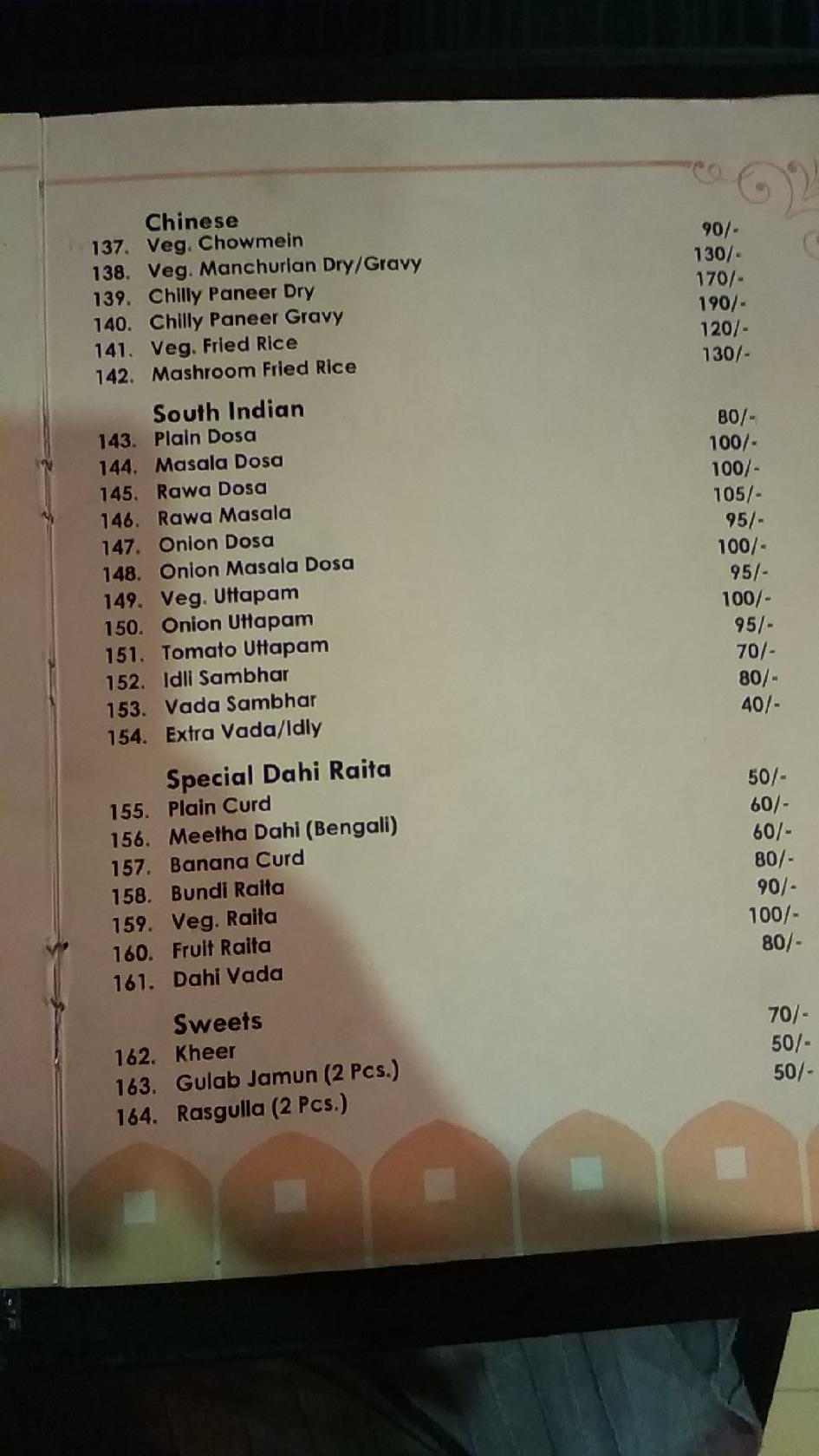 Menu at MB Sweets & Restaurant, Jaipur, Station Rd