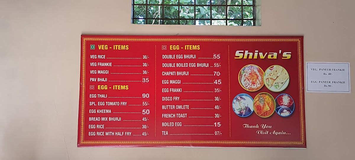 Menu at Shiva Egg Rice Centre, Belgaum