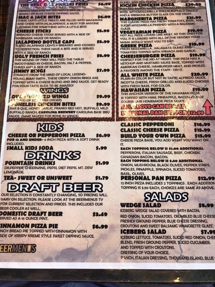 Menu at Anchor Drafthouse pub & bar, Indian Beach