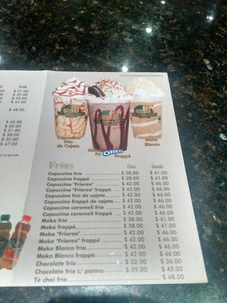 Menu at The Italian Coffee Company cafe, Tampico, Carretera Tampico ...