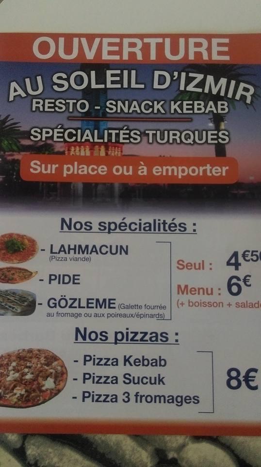 Menu at Au Soleil d'Izmir restaurant, Carcassonne
