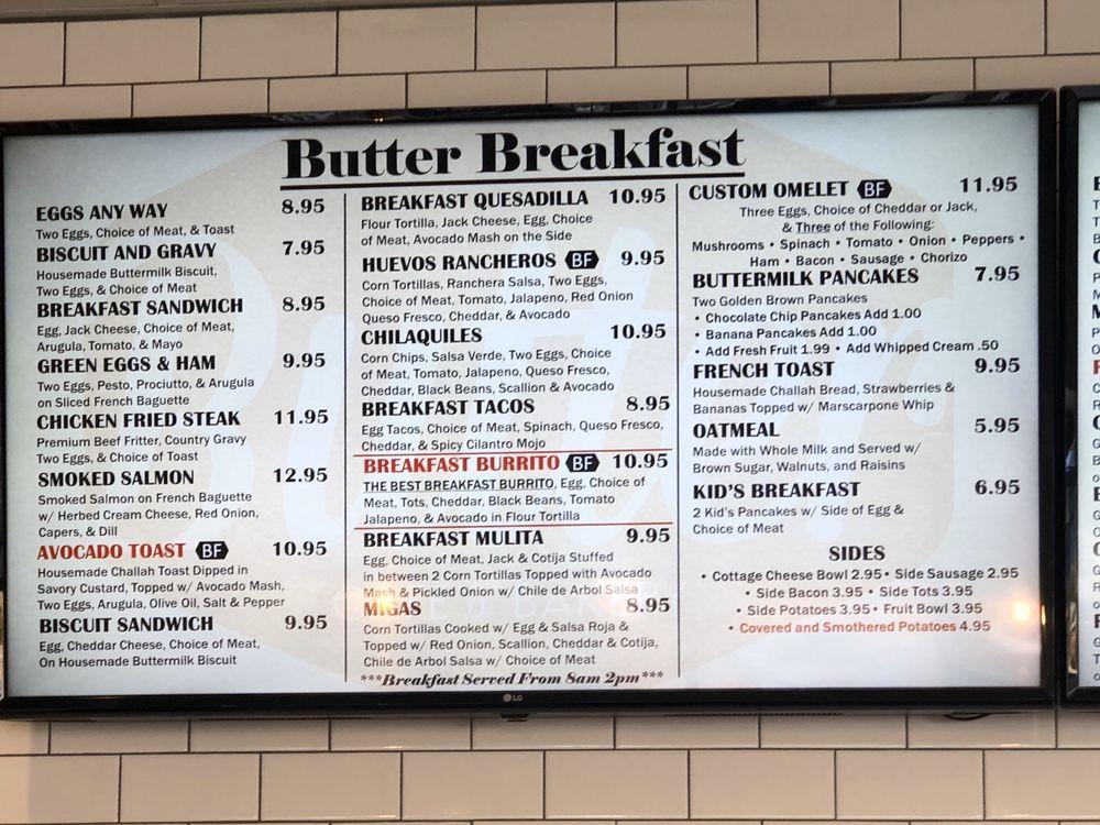 Menu at Butter Cafe & Bakery, Upland