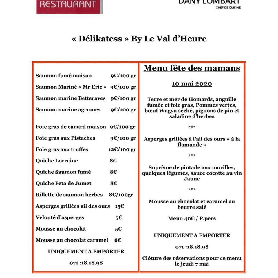 Menu au Le Val d'Heure, Montigny-le-Tilleul, Rue de la Station 25