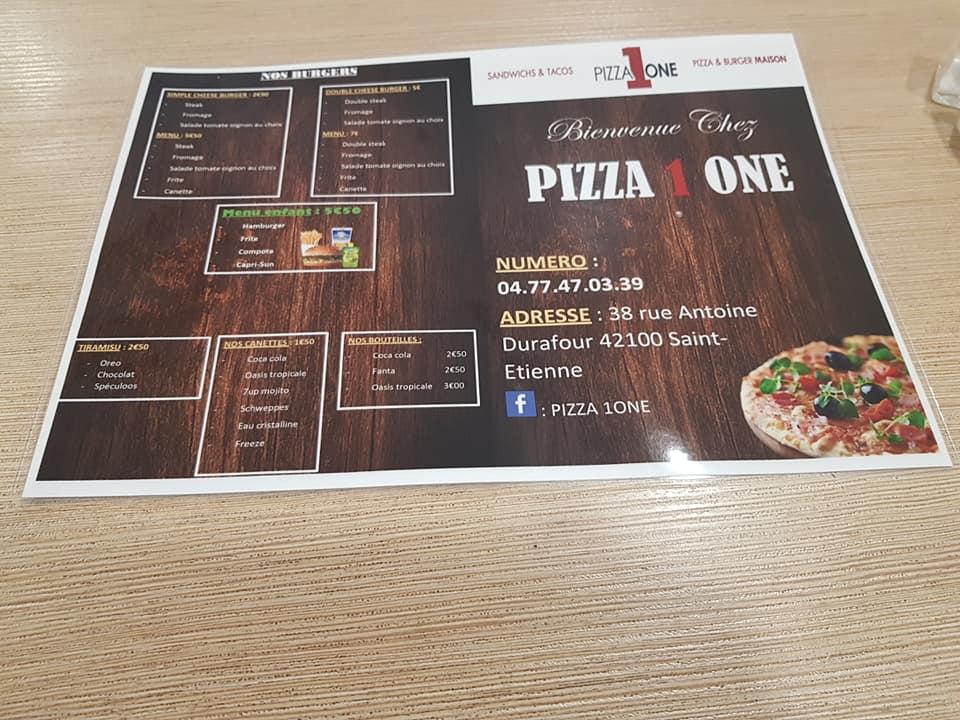 Menu at PIZZA ONE restaurant, Saint-Étienne