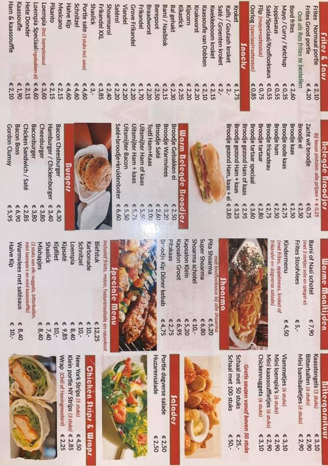 Carta de Snack-Resto "'t Pleintje", Warmond