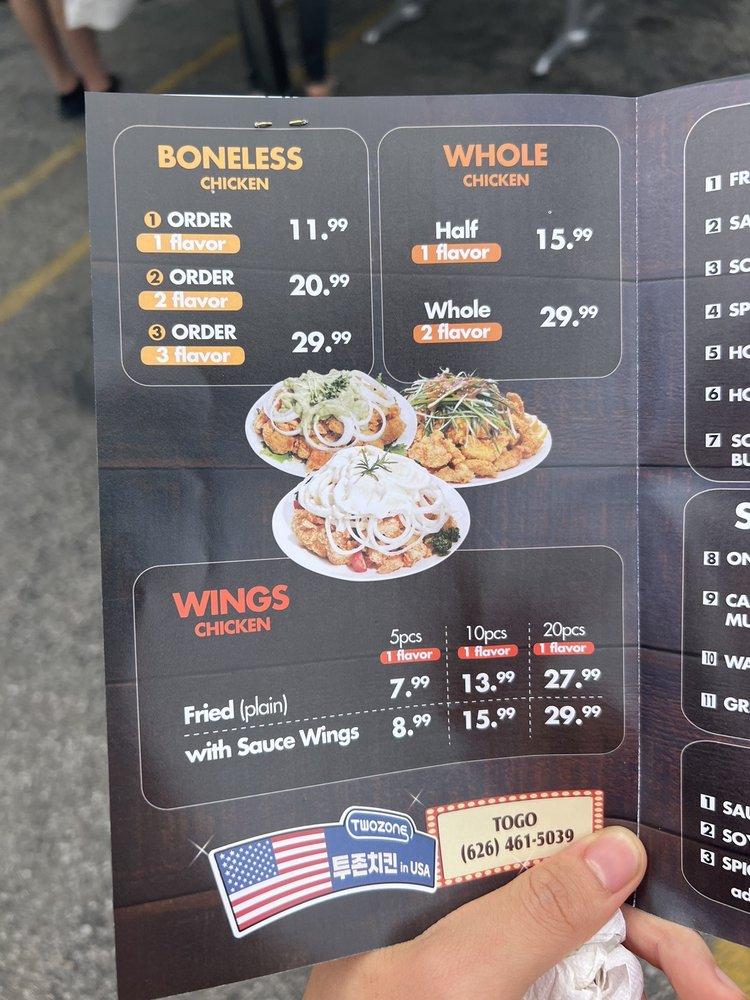 Menu at Twozone Chicken - Arcadia restaurant, Arcadia