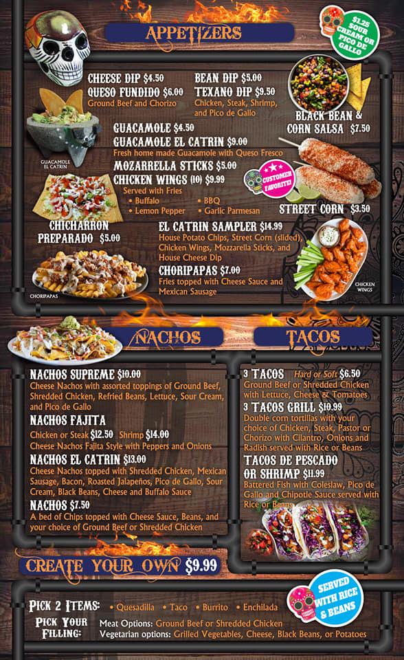 Menu at El Catrin Mexican Grill restaurant, Middleburg