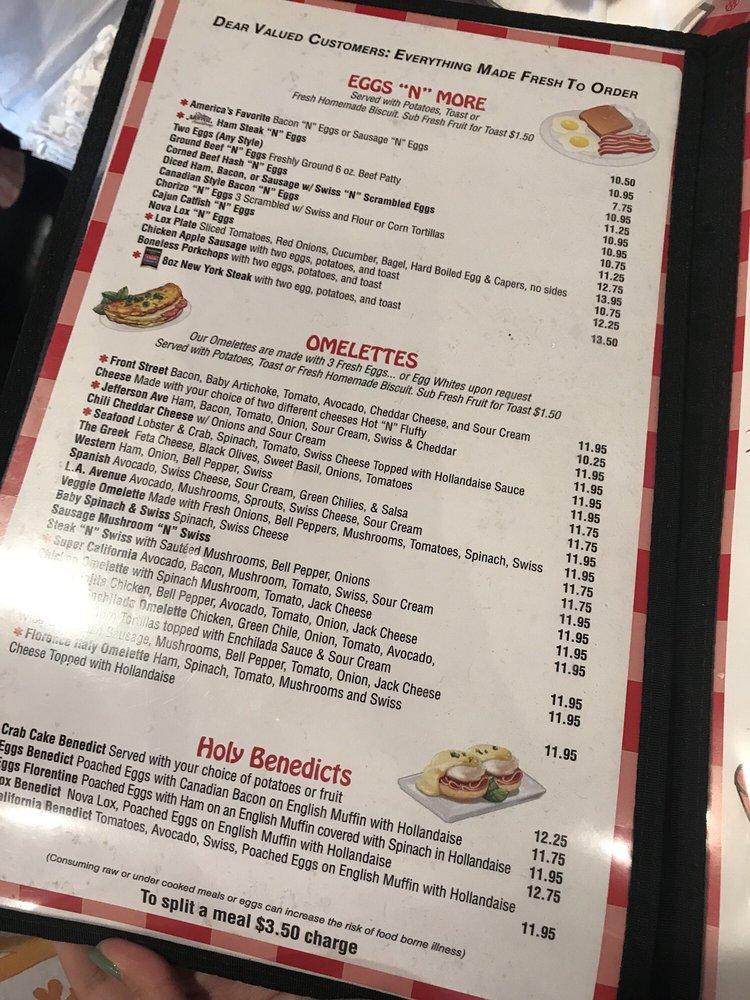 Menu at Mo's Egg House restaurant, Temecula
