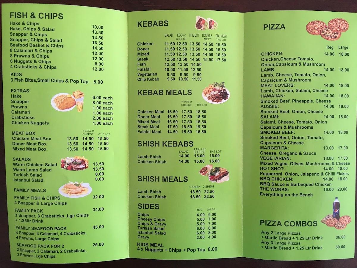 Menu at Mundaring Istanbul Kebab and Turkish Bakery, Mundaring