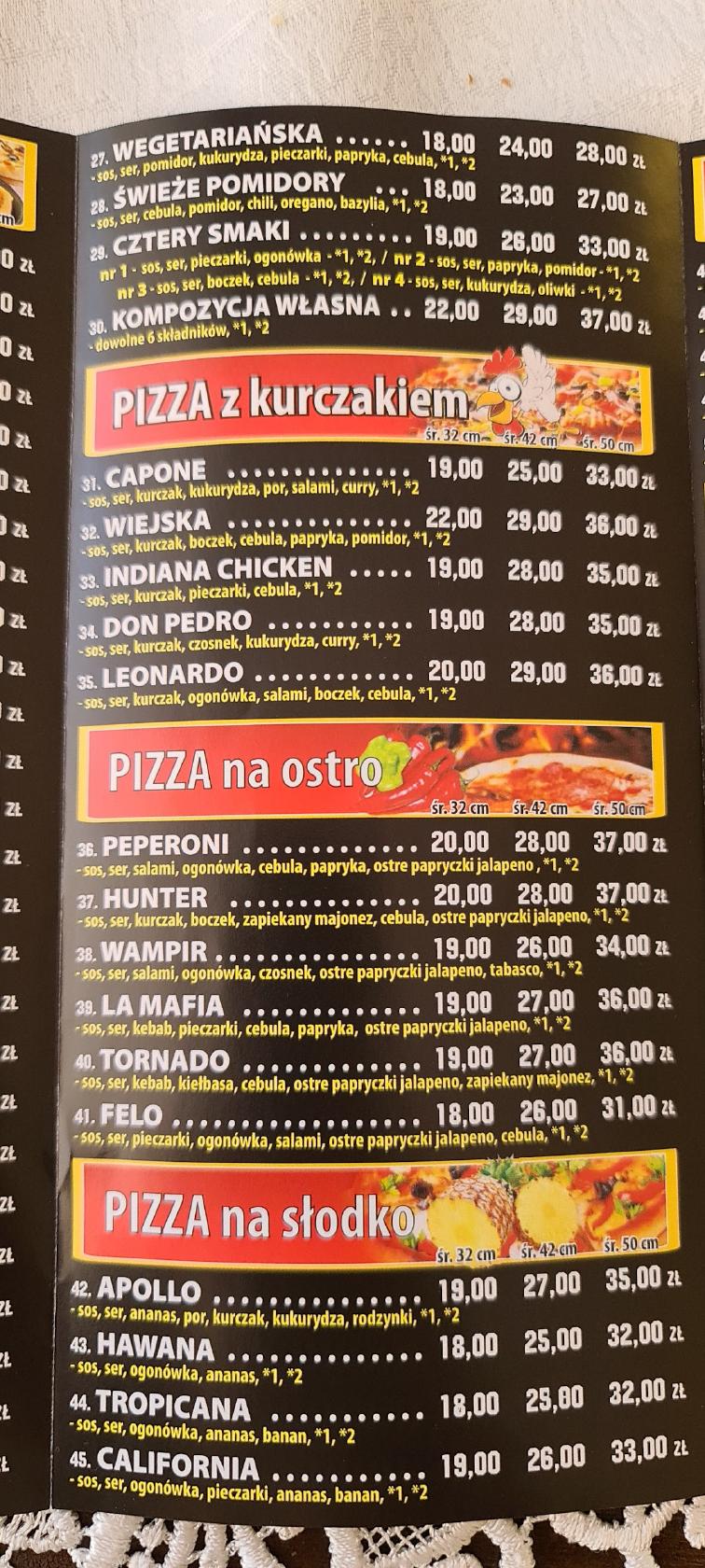 Menu at Pizzeria Suzzi, Aleksandrów Kujawski