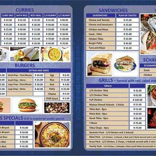 Menu at Cafe Cinnamon, Johannesburg
