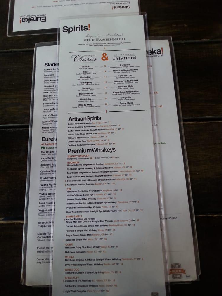 Menu at Eureka! restaurant, Bakersfield, Stockdale Hwy