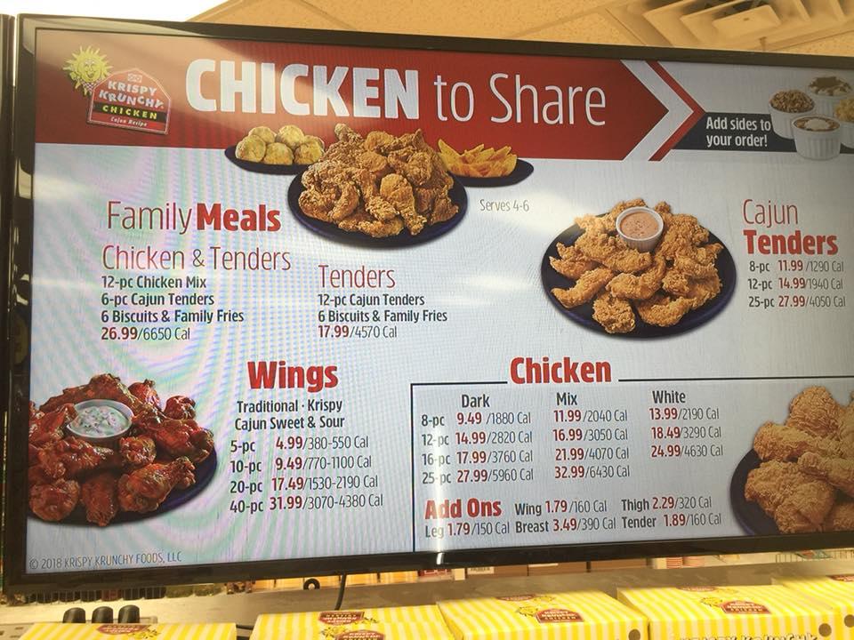 Menu at Krispy Krunchy Chicken restaurant, Red Bluff