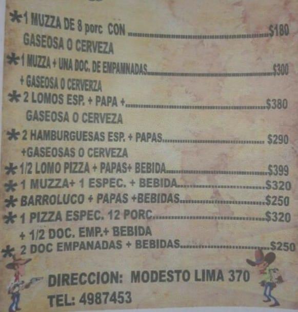 Menu at Los Forasteros restaurant, Luján de Cuyo