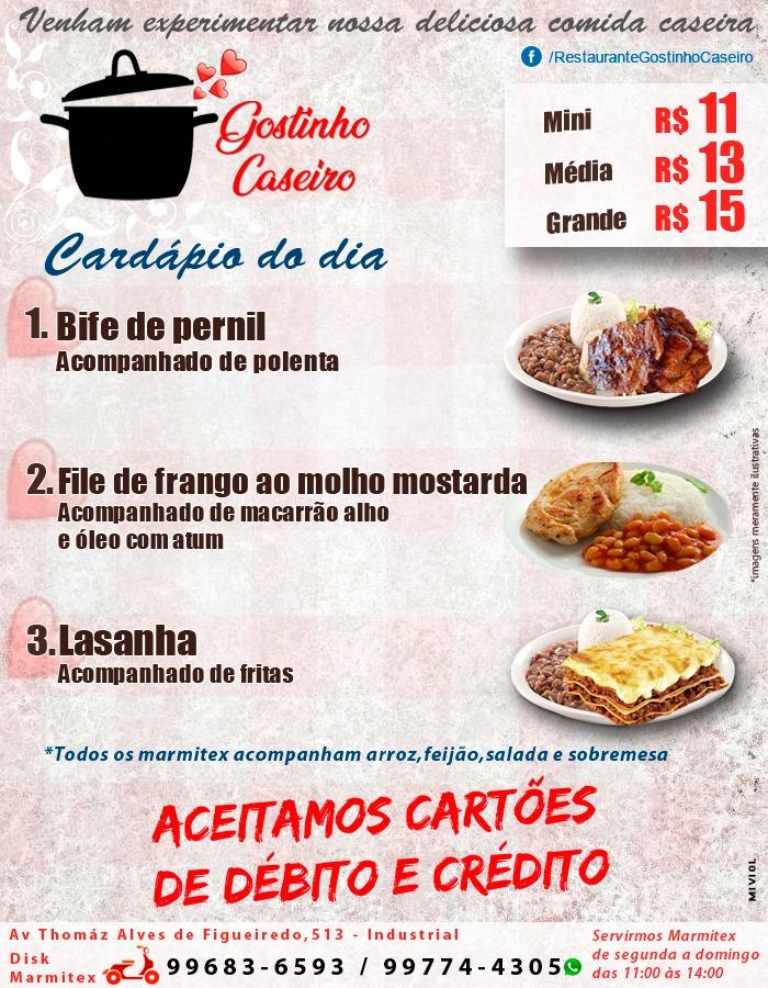 Menu em Restaurante Gostinho Caseiro, Lorena