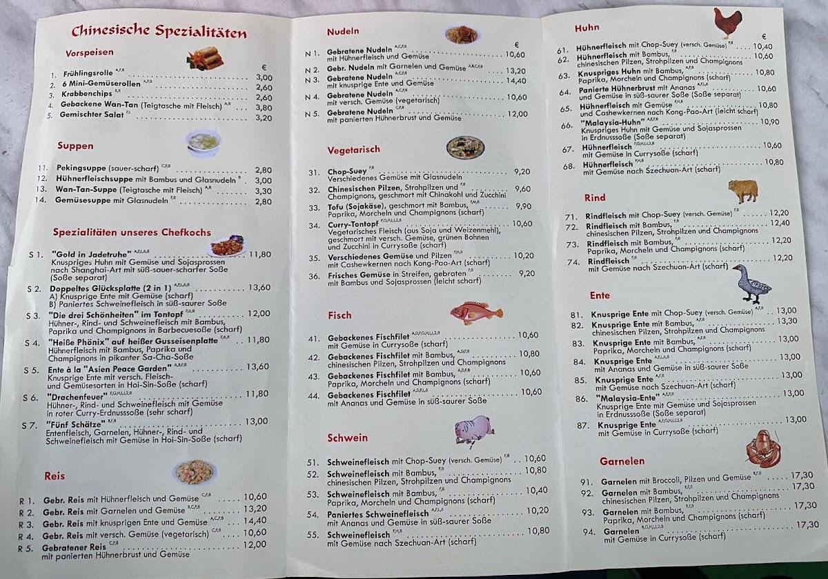 Speisekarte von Peace Garden - China-Thai restaurant, Haslach im Kinzigtal