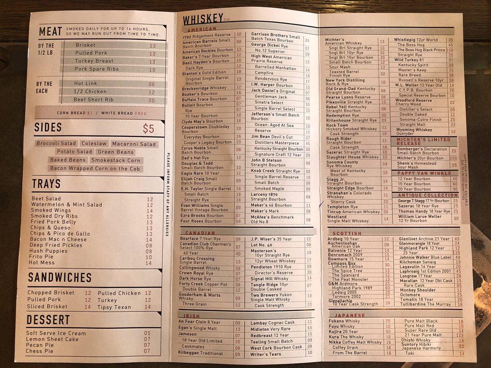 Menu at Hayden Block Smoke & Whiskey pub & bar, Calgary