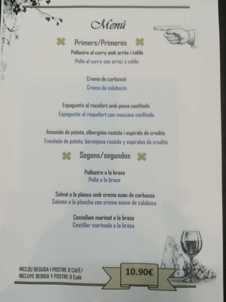 Menu at La remor del molí restaurant, Sant Iscle de Vallalta