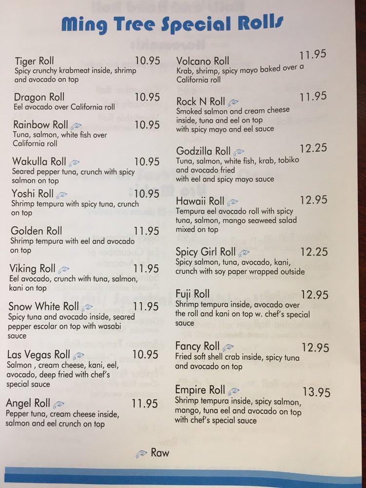Menu at New ming tree restaurant, Crawfordville