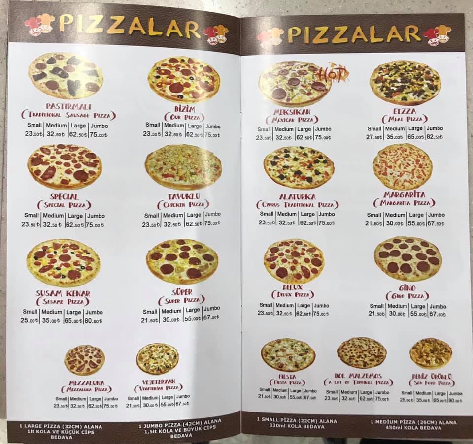 Menu au Pizza Pizza & Mardo Cafe Önder AVM, Nicosie