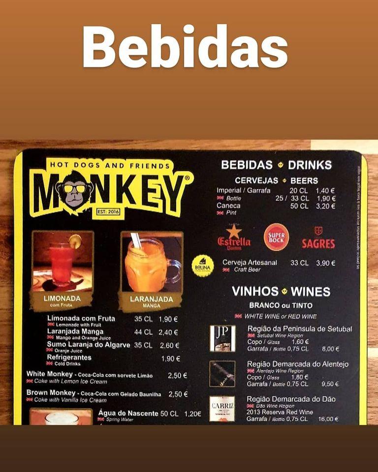 Menu at Monkey - Hot Dogs And Friends fast food, Azeitão