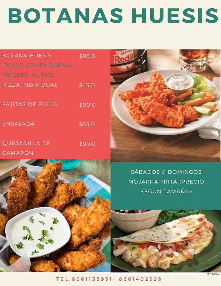 Menu at Botanas Huesis restaurant, Monclova