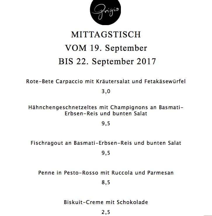 Speisekarte von Grigio restaurant, Wuppertal