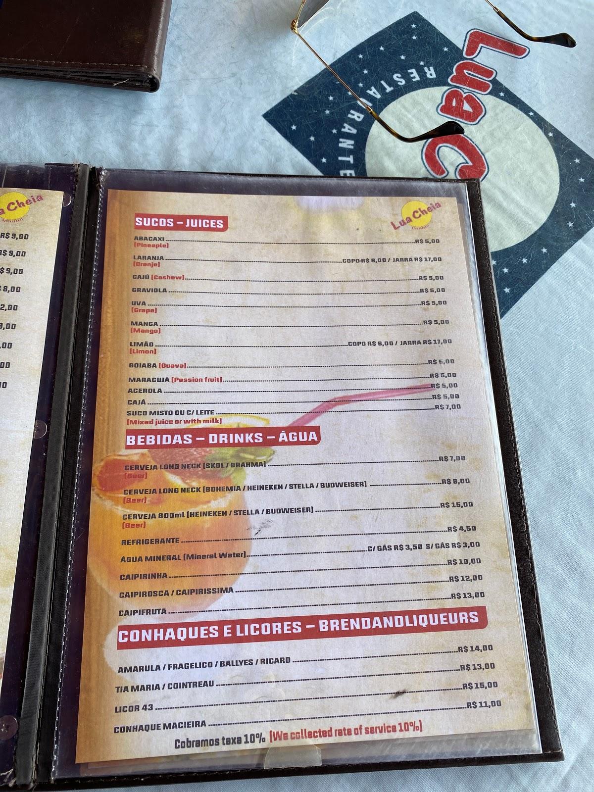Menu em Lua Cheia Restaurante, Pipa, R. do Cruzeiro