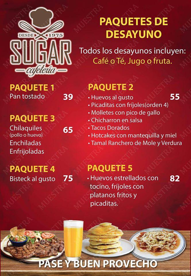 Menu at Restaurant Sugar, Orizaba, Sur 3 171