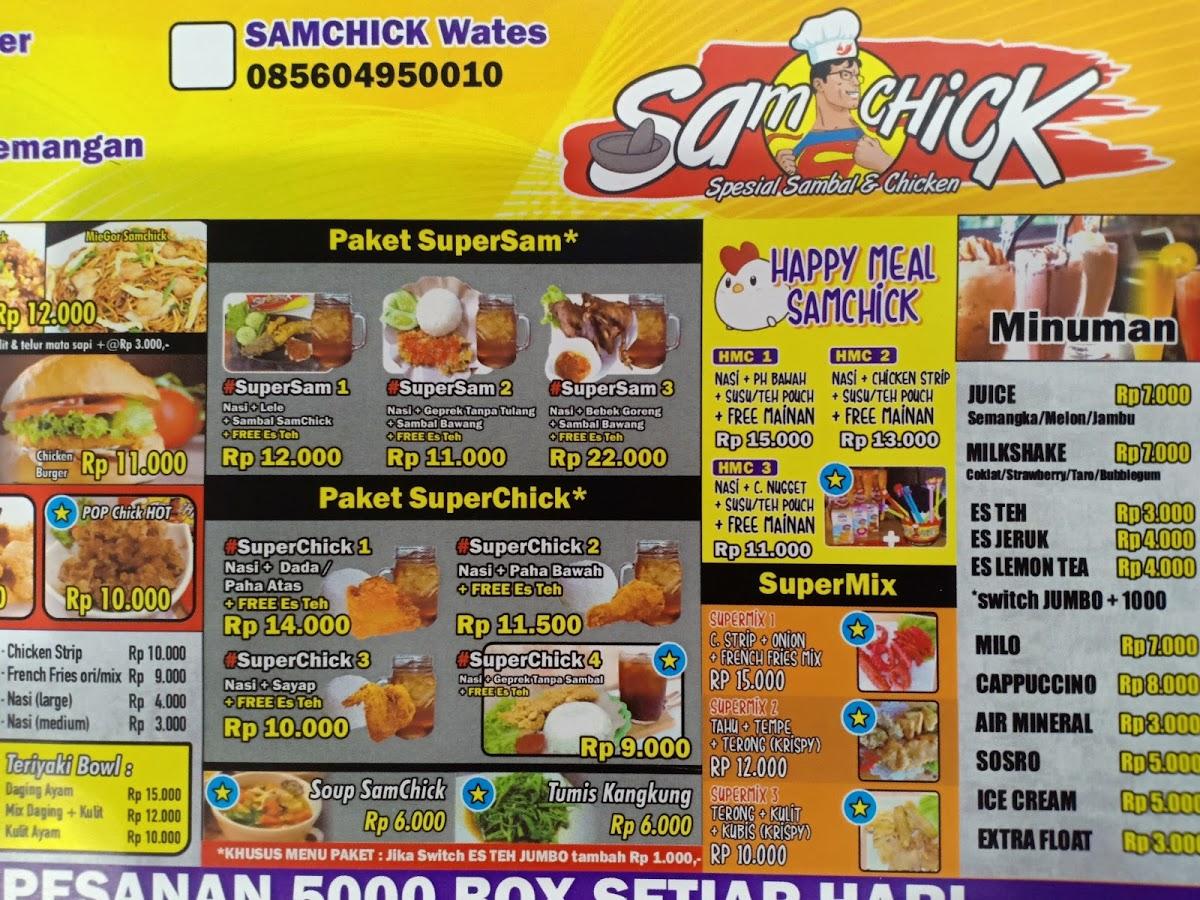 Carta del restaurante SAMchick Panjer, Tulungagung