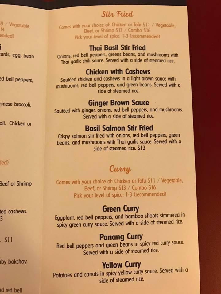 Carta del restaurante Tana Thai Bistro, Oklahoma City