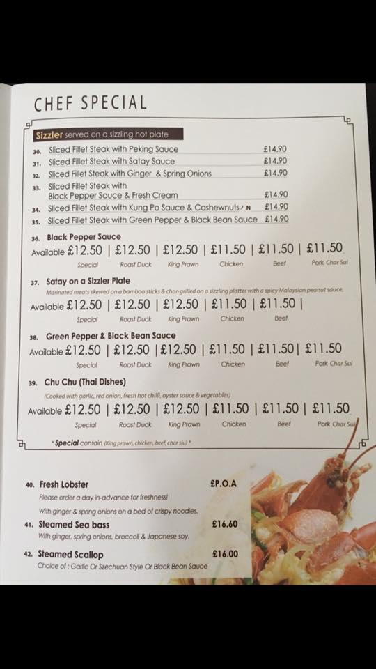 Menu at Peking Inn restaurant, Cumbernauld