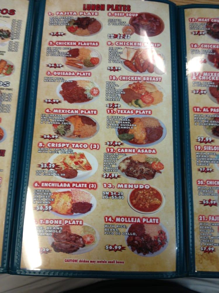 Menu at Taqueria Chapala restaurant, Beeville, N Saint Marys Street