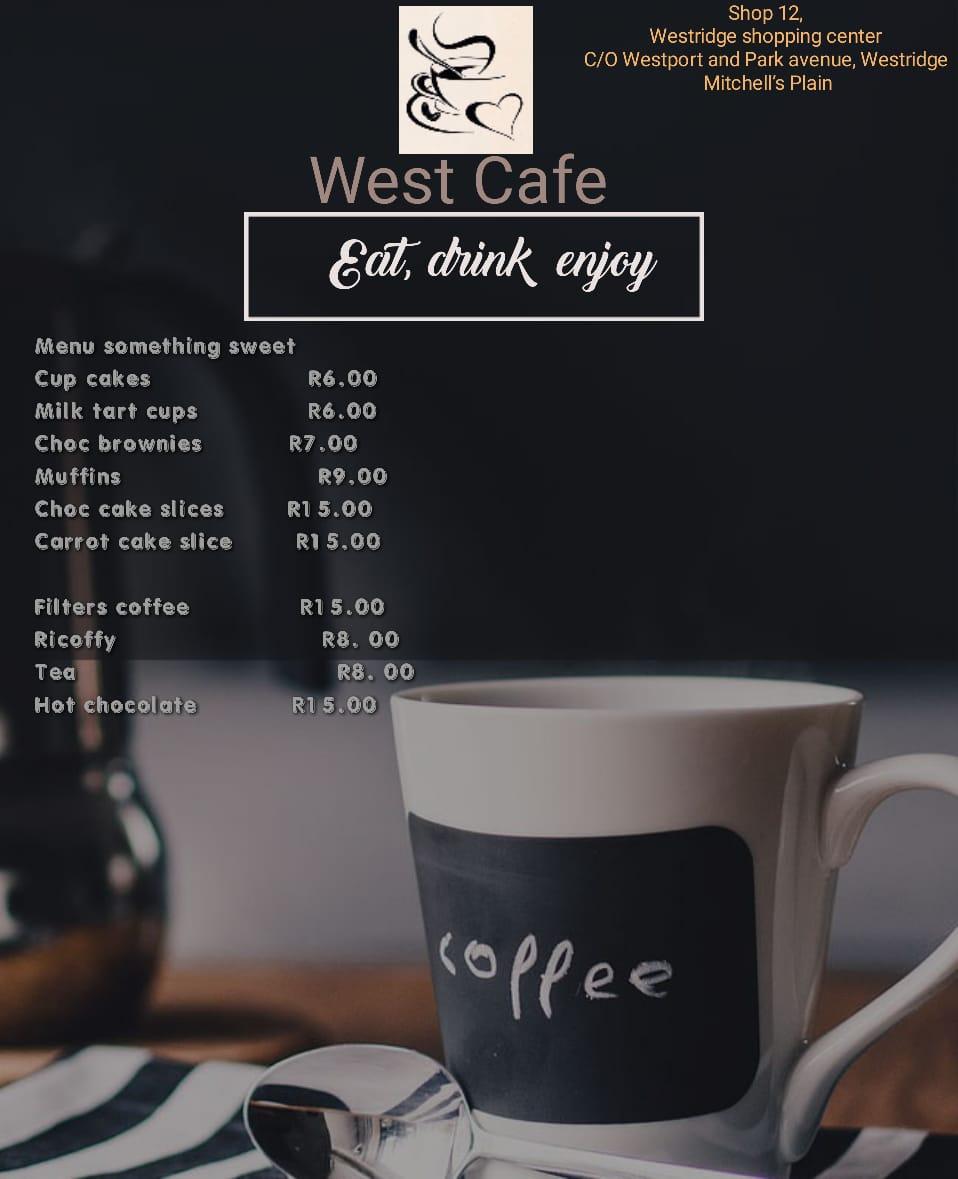 Menu at West cafe, Cape Town, Cnr Westport and