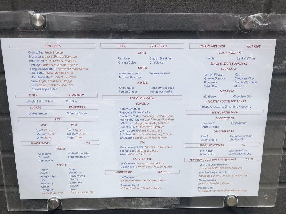 Menu at Joey No Nuts Café cafe, Hoboken