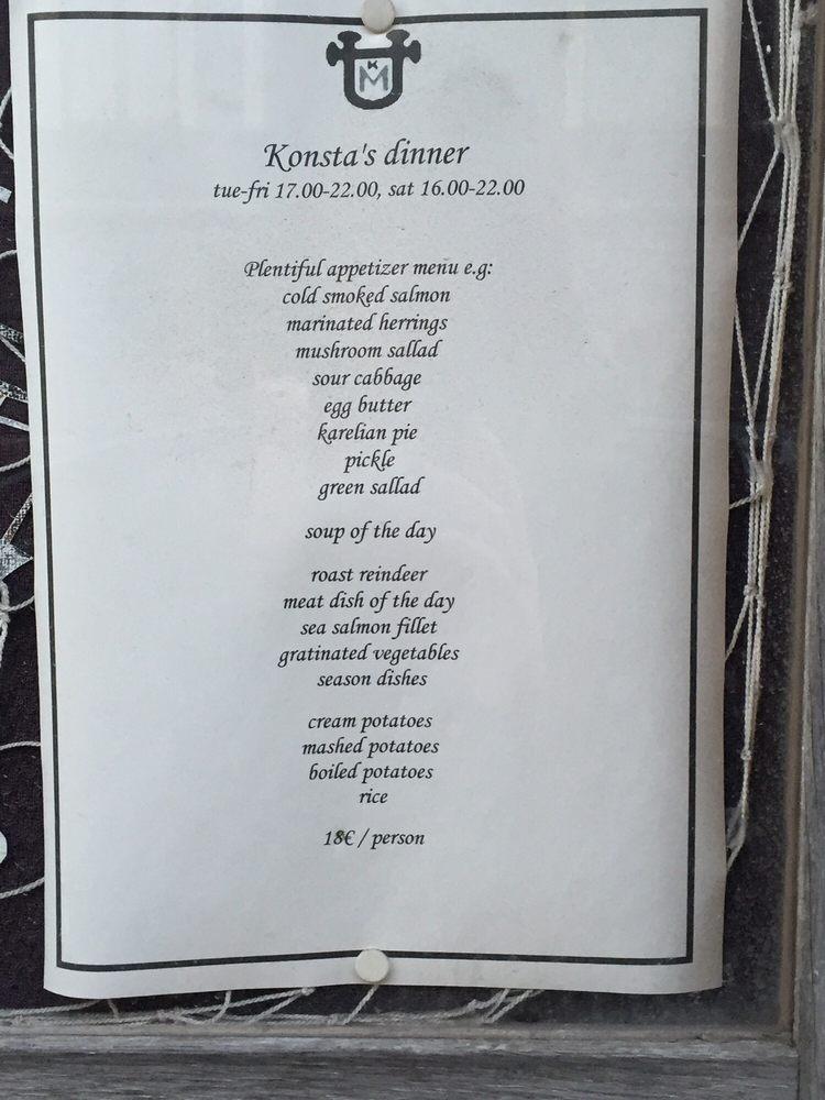 Menu at Restaurant Konstan Möljä, Helsinki