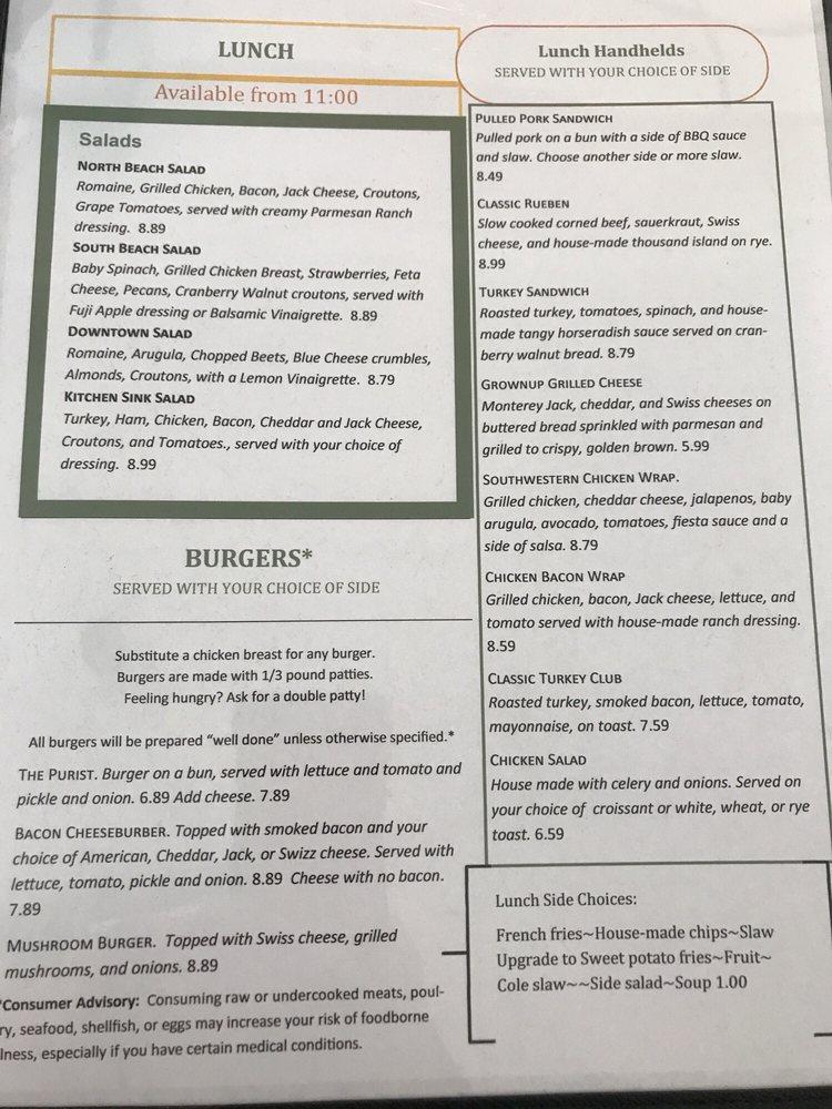 Menu at Six Chicks Scratch Kitchen restaurant, South Haven